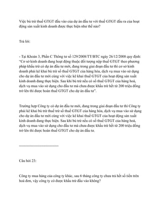Tình huống về thuế giá trị gia tăng(GTGT) | DOC