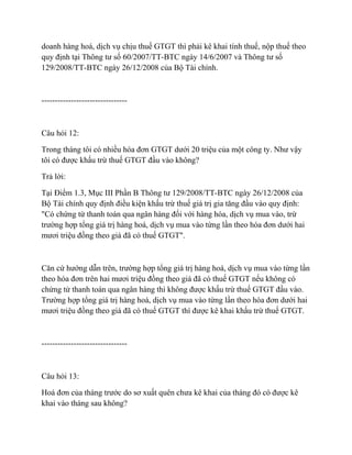 Tình huống về thuế giá trị gia tăng(GTGT) | DOC