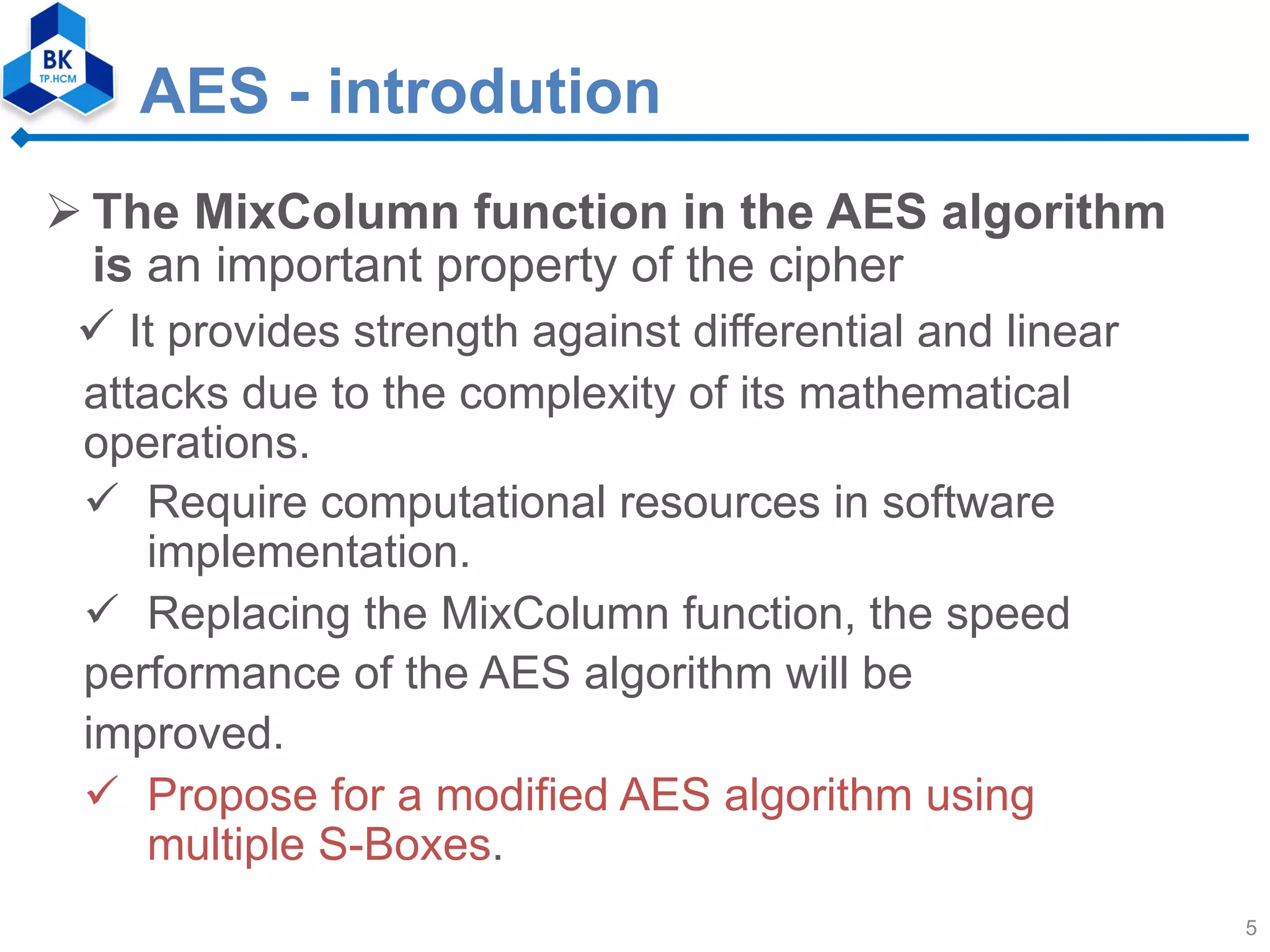 Modified Aes Algorithm Using Multiple S Boxes Ppt