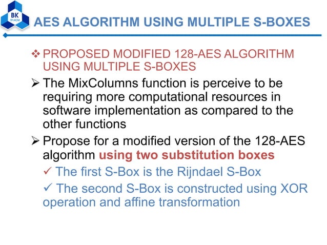 modified aes algorithm using multiple s-boxes | PDF