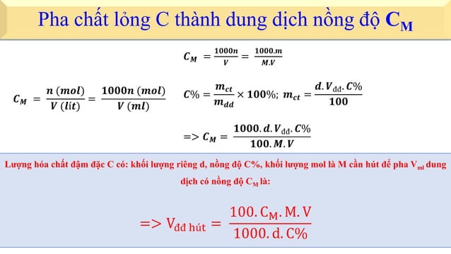 TÍNH TOÁN PHA CHẾ HÓA CHẤT PHÒNG THÍ NGHIỆM | PDF