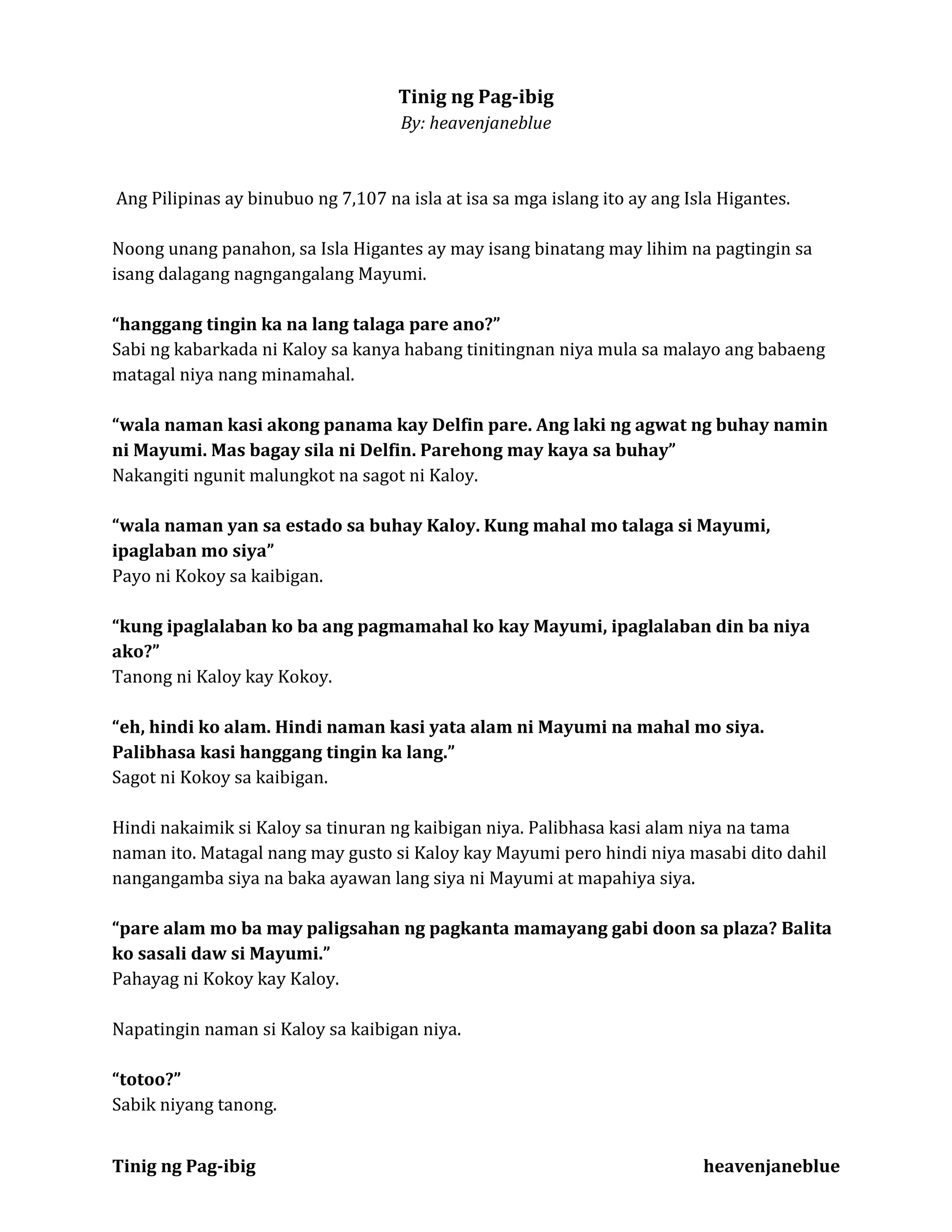 Tinig ng Pag-ibig (Short Story) | DOCX