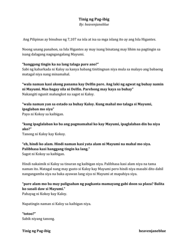 Tinig ng Pag-ibig (Short Story) | DOCX