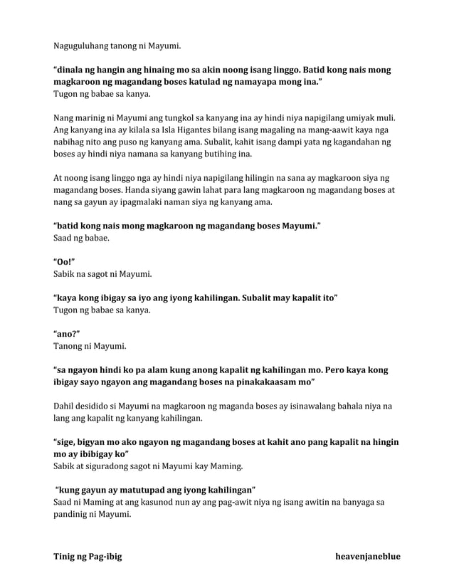 Tinig ng Pag-ibig (Short Story) | DOCX