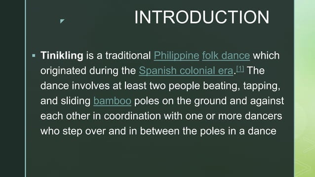 THE PHILIPPINE FOLK DANCE_TINIKLING GRADE 7 | PPTX | Musical ...