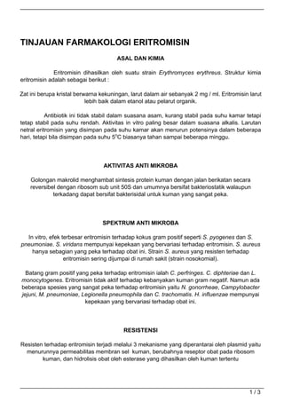 SPEKTRUM ANTI MIKROBA Eritromisin | PDF