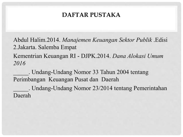 Tinjauan atas formula Perhitungan Dana Alokasi Umum (DAU) ppt | PPTX
