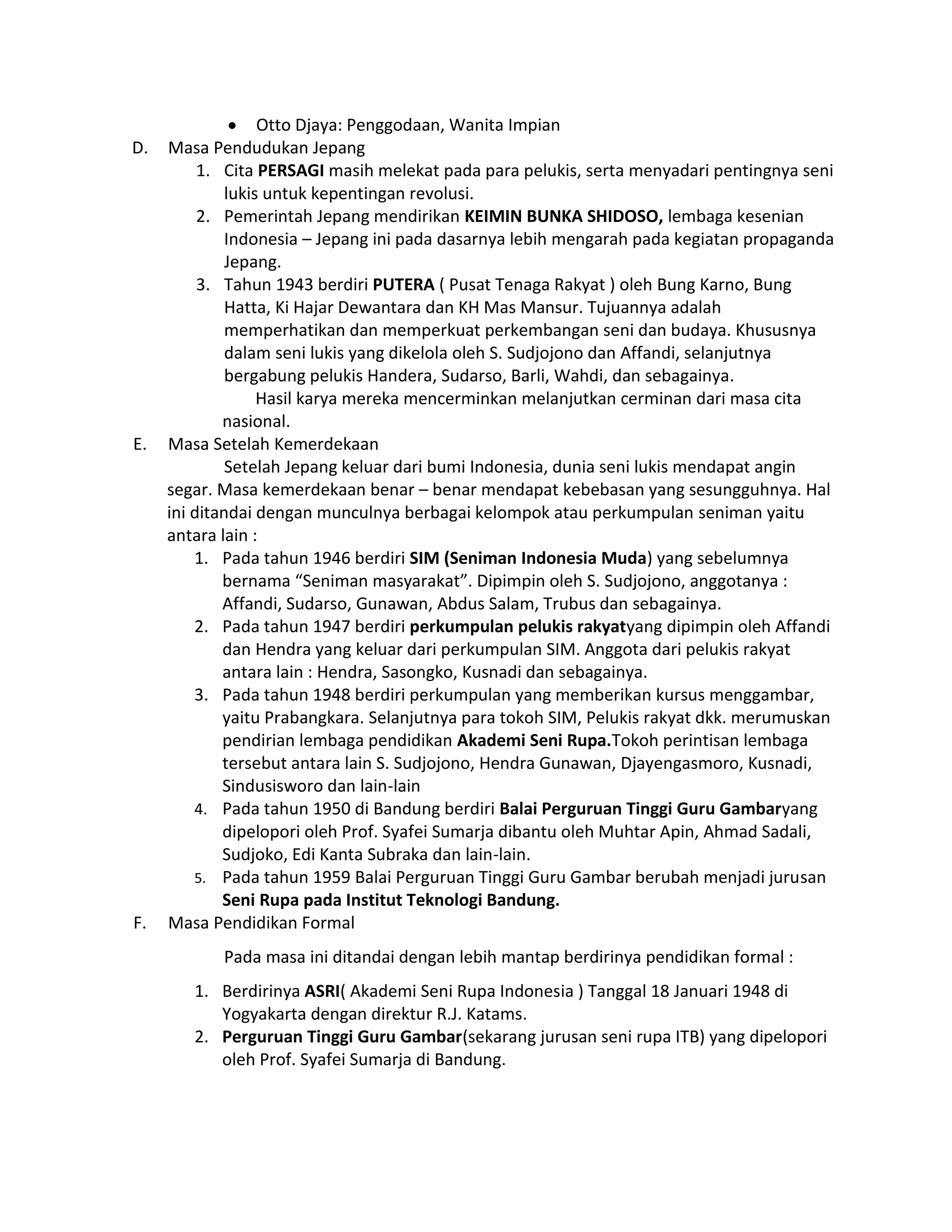 Tinjauan sejarah seni rupa di indonesia | DOCX