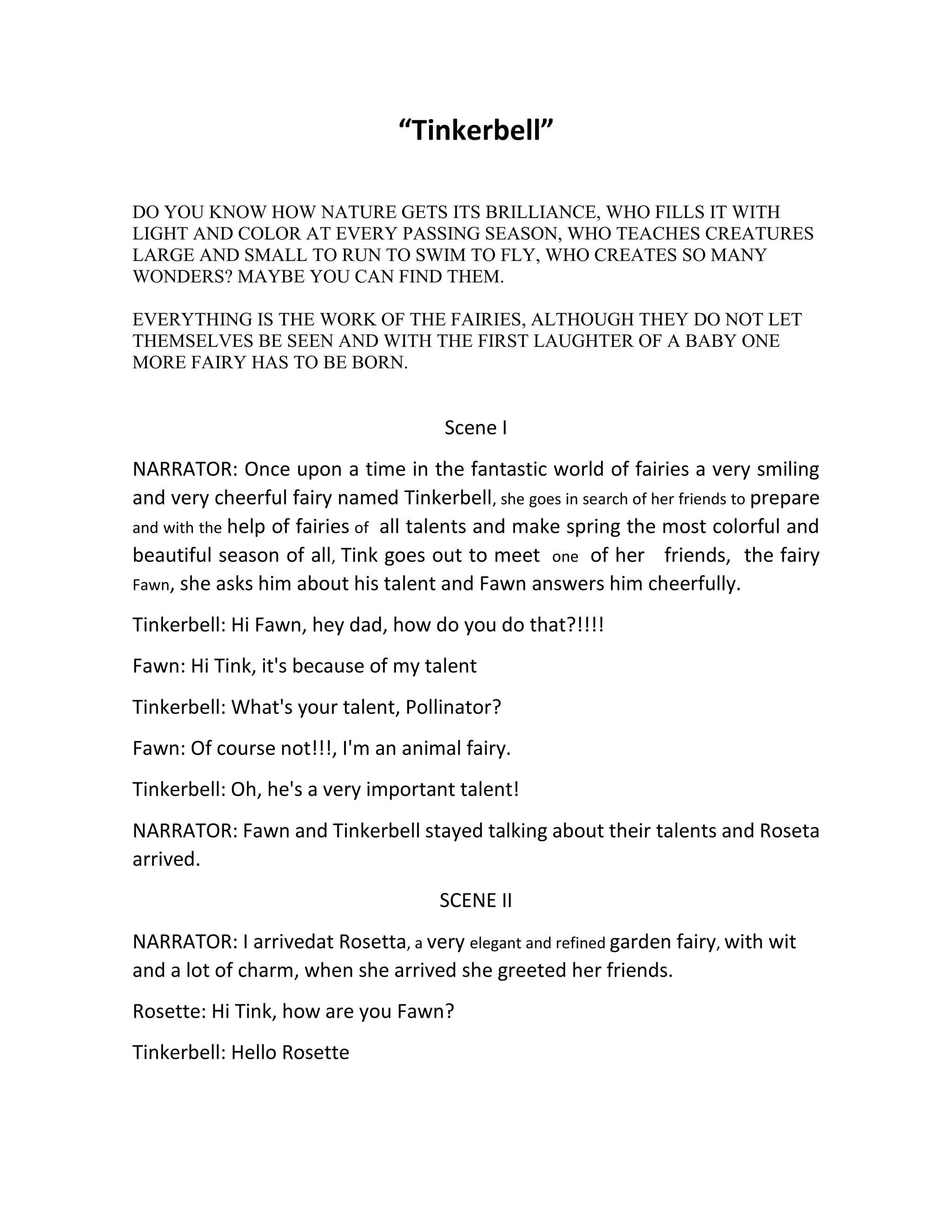 Tinkerbell Dialogo de obra d teatro en I | PDF