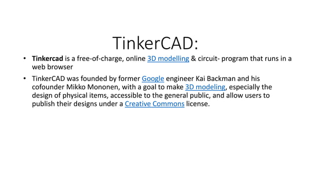 Tinker cad intro | PPTX | Computing | Technology & Computing