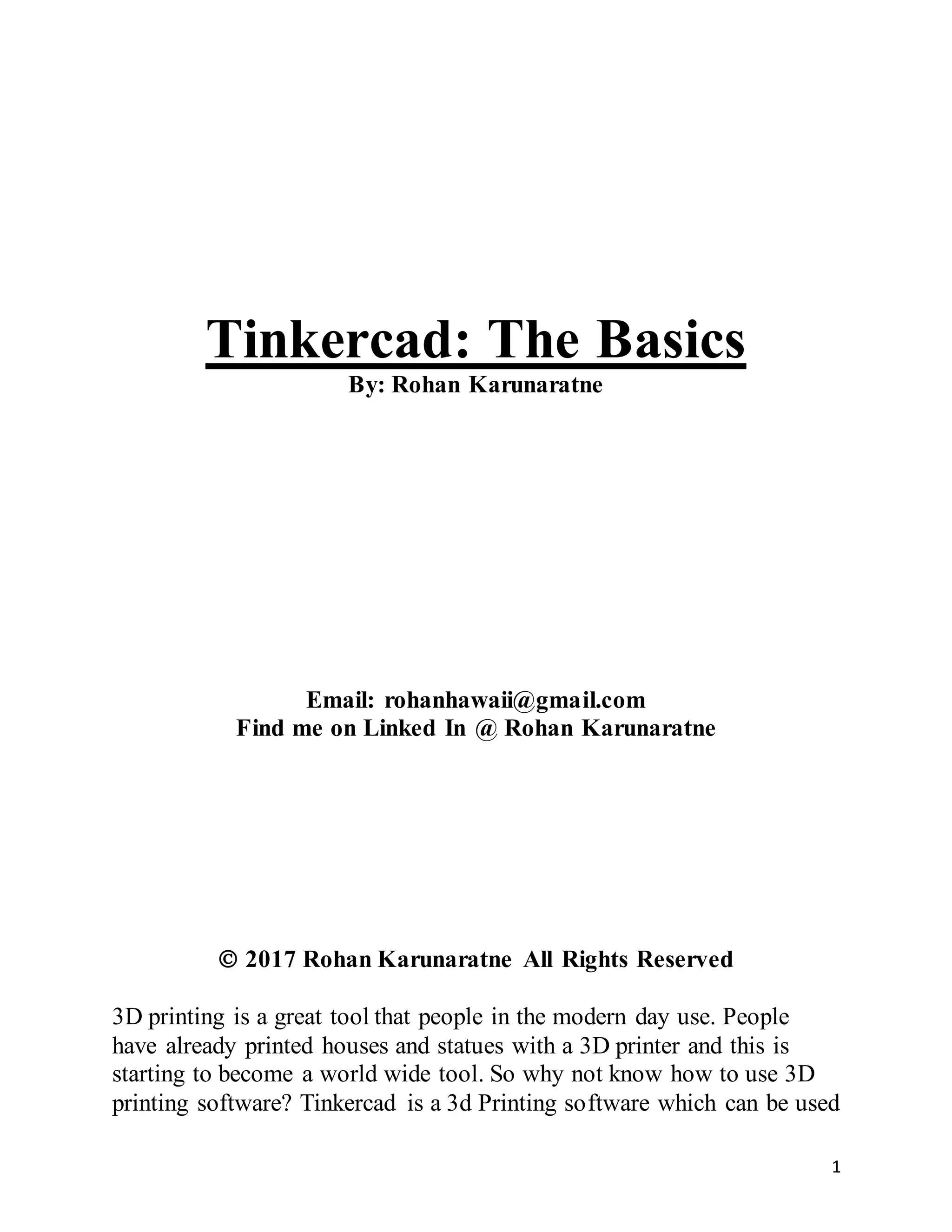 Tinkercad: The Basics | PDF