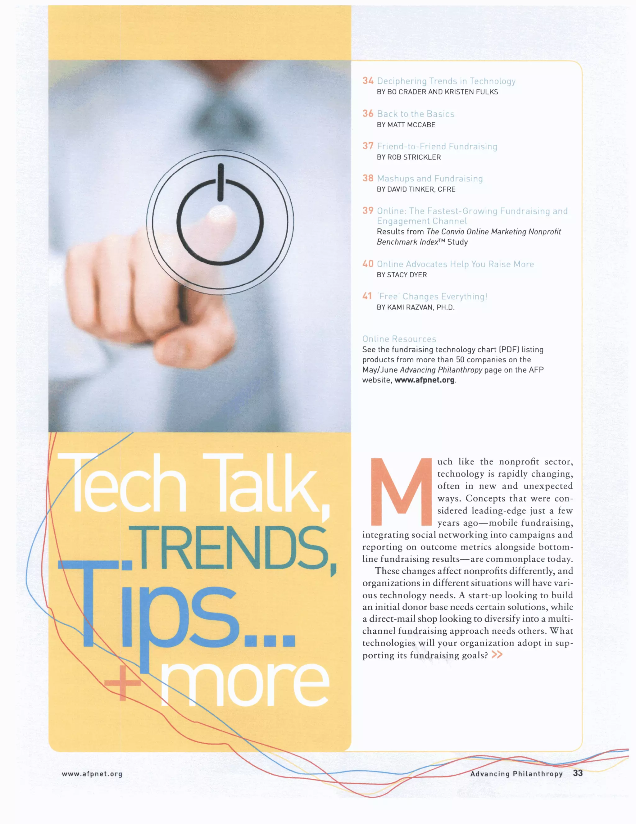 Dave Tinker, CFRE Mashups and Fundraising from May/June 2011 Advancing ...