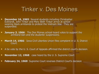Tinker vs. DesMoines - Student Free Speech | PPT