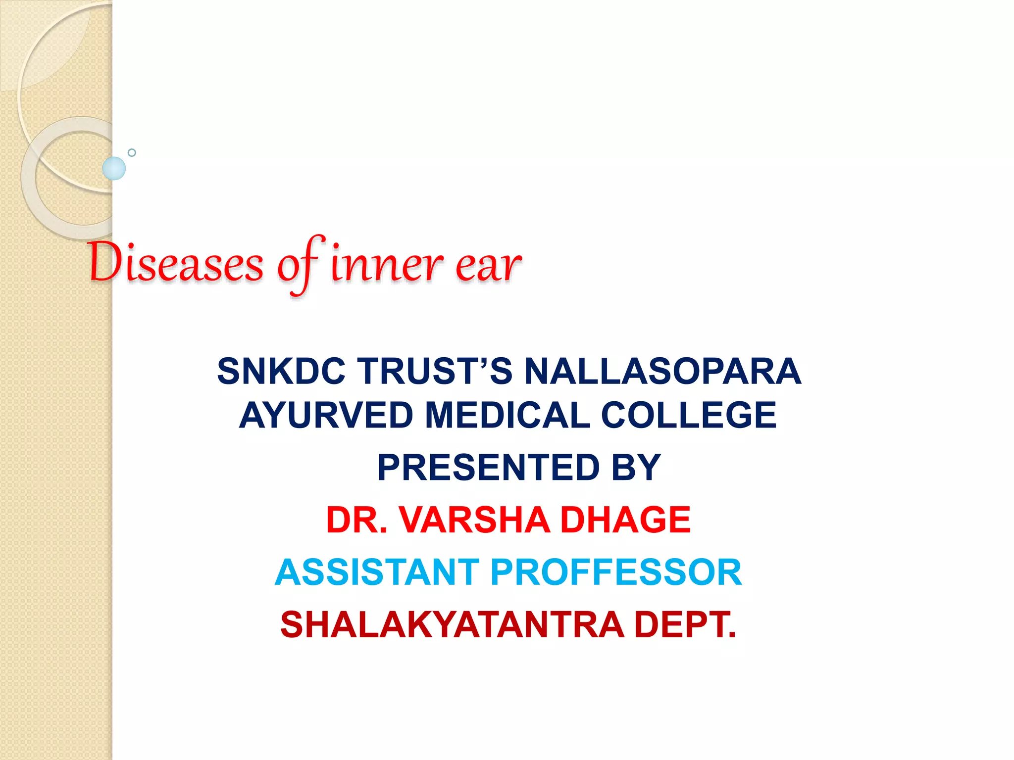 common Inner ear Disorders | PPT