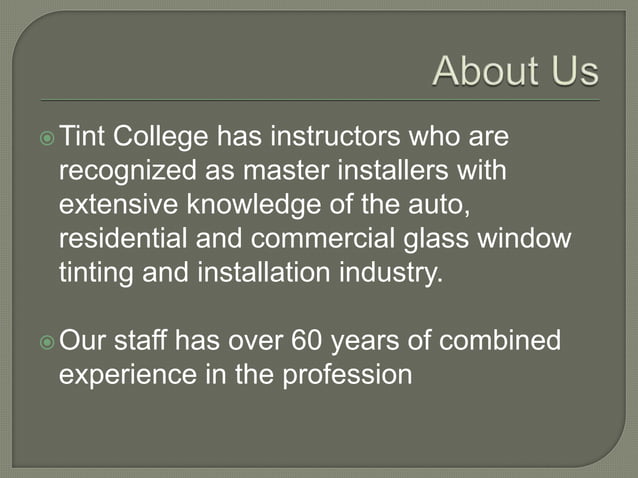 Window Tinting Class | PPT