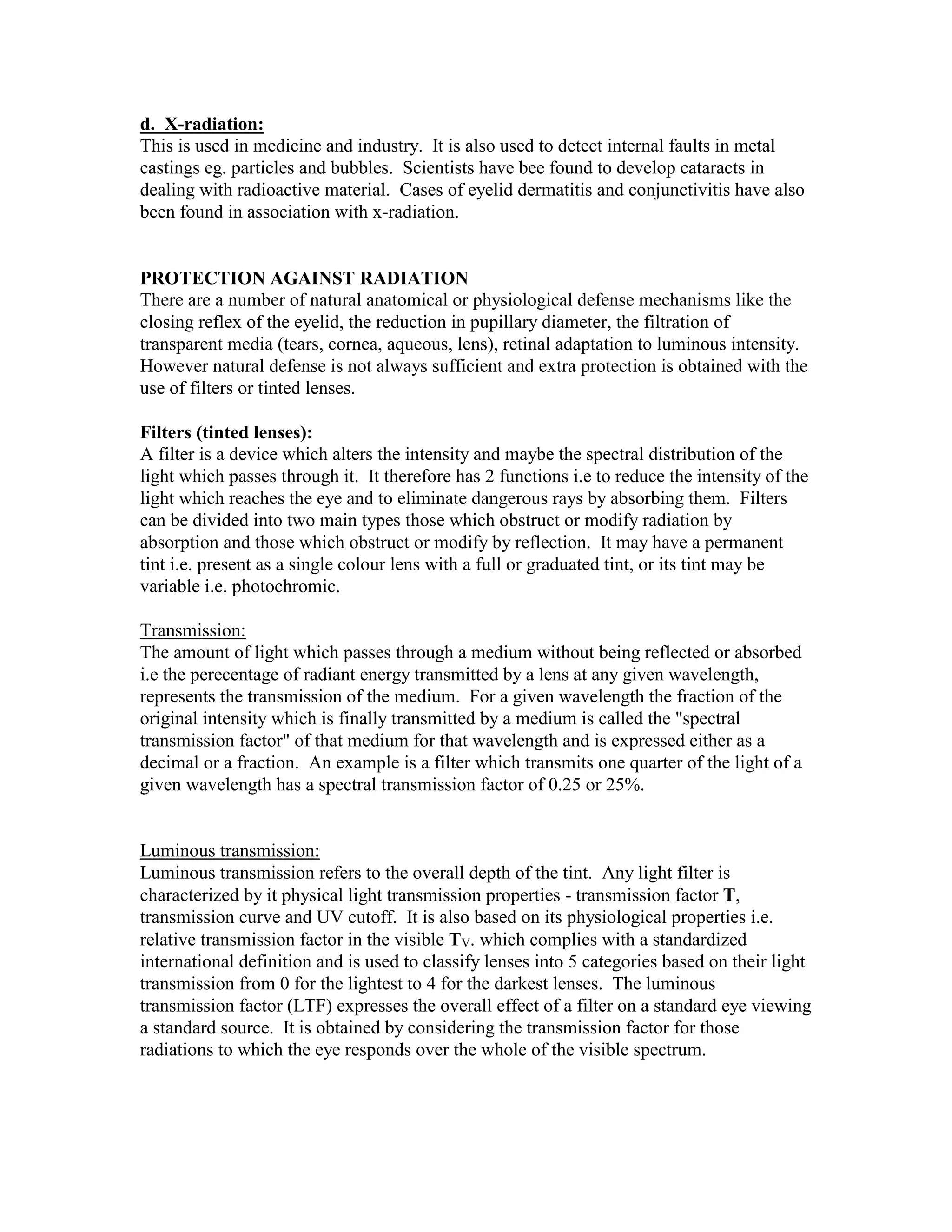 tinted lenses from a book principles of ophthalmic optics | PDF