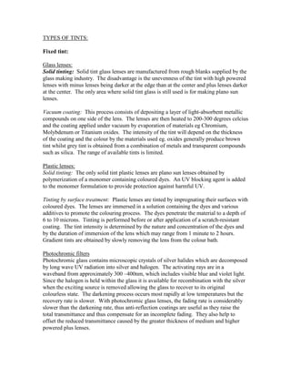 tinted lenses from a book principles of ophthalmic optics | PDF