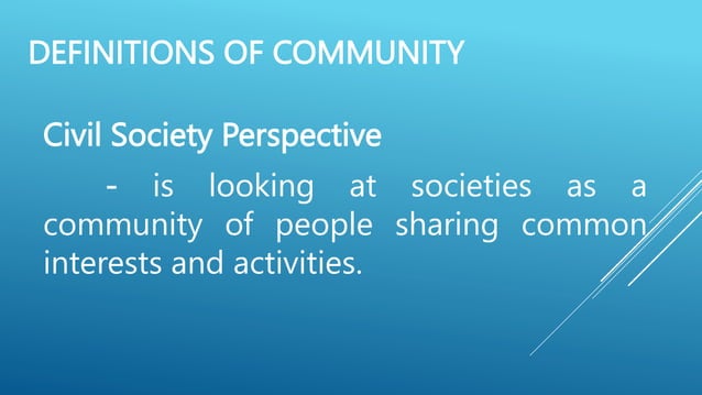Concepts of Community in various perspectives | PPTX