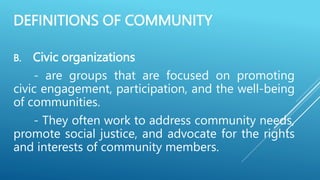 Concepts of Community in various perspectives | PPTX