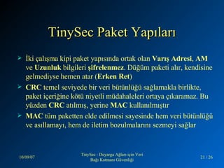 Tiny Sec Kucuk Cihazlar Icin Veri Bagi Katman Guvenligi | PPT