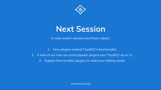 Introduction to TinyMCE Session #4 Working With Content | PPTX