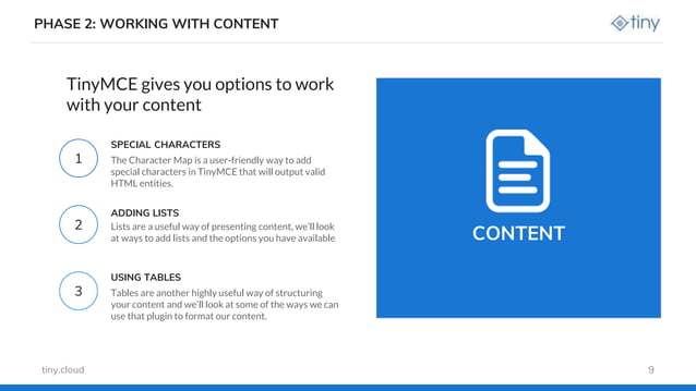 Introduction to TinyMCE Session #4 Working With Content | PPTX