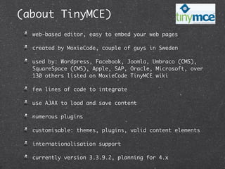 TinyMCE: WYSIWYG editor 2010-12-08 | PPT