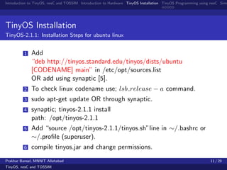 Intoduction to TinyOS, nesC and TOSSIM | PDF
