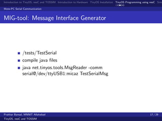 Intoduction to TinyOS, nesC and TOSSIM | PDF