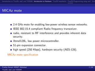 Intoduction to TinyOS, nesC and TOSSIM | PDF