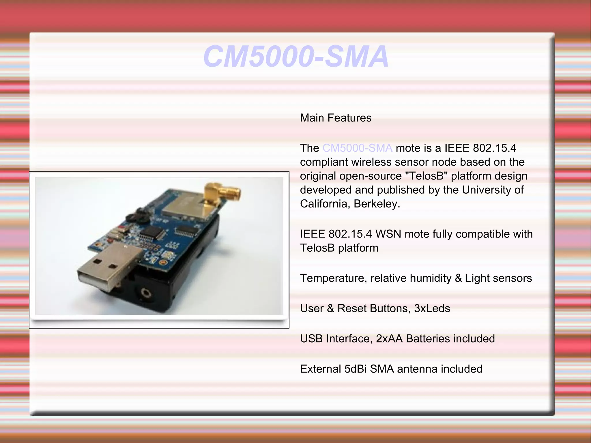 Tiny os telosb compatible 802.15.4 wireless sensors | PPT