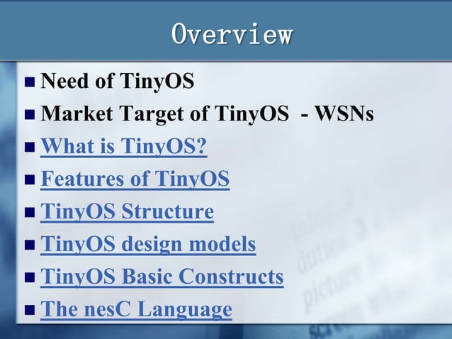 Tinyos Pptx Operating Systems Computer Software And Applications