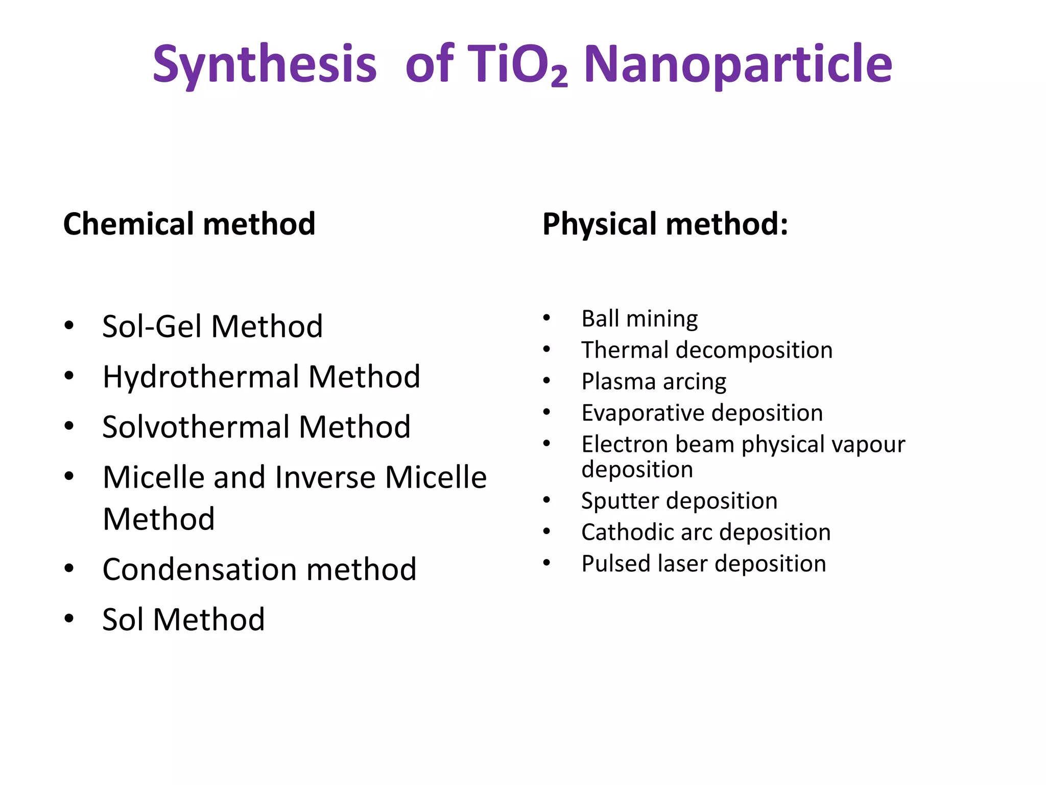 TiO2 nanostructure for biomedical application. | PPTX