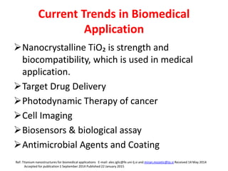 TiO2 nanostructure for biomedical application. | PPTX