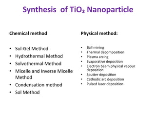 TiO2 nanostructure for biomedical application. | PPTX