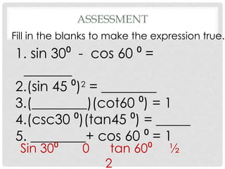 gRADE 9 mATHEMATICS: TRIGONOMETRIC RATIOS | PPTX