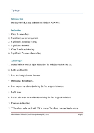 Tip edge technique for orthodontists by Almuzian | DOCX