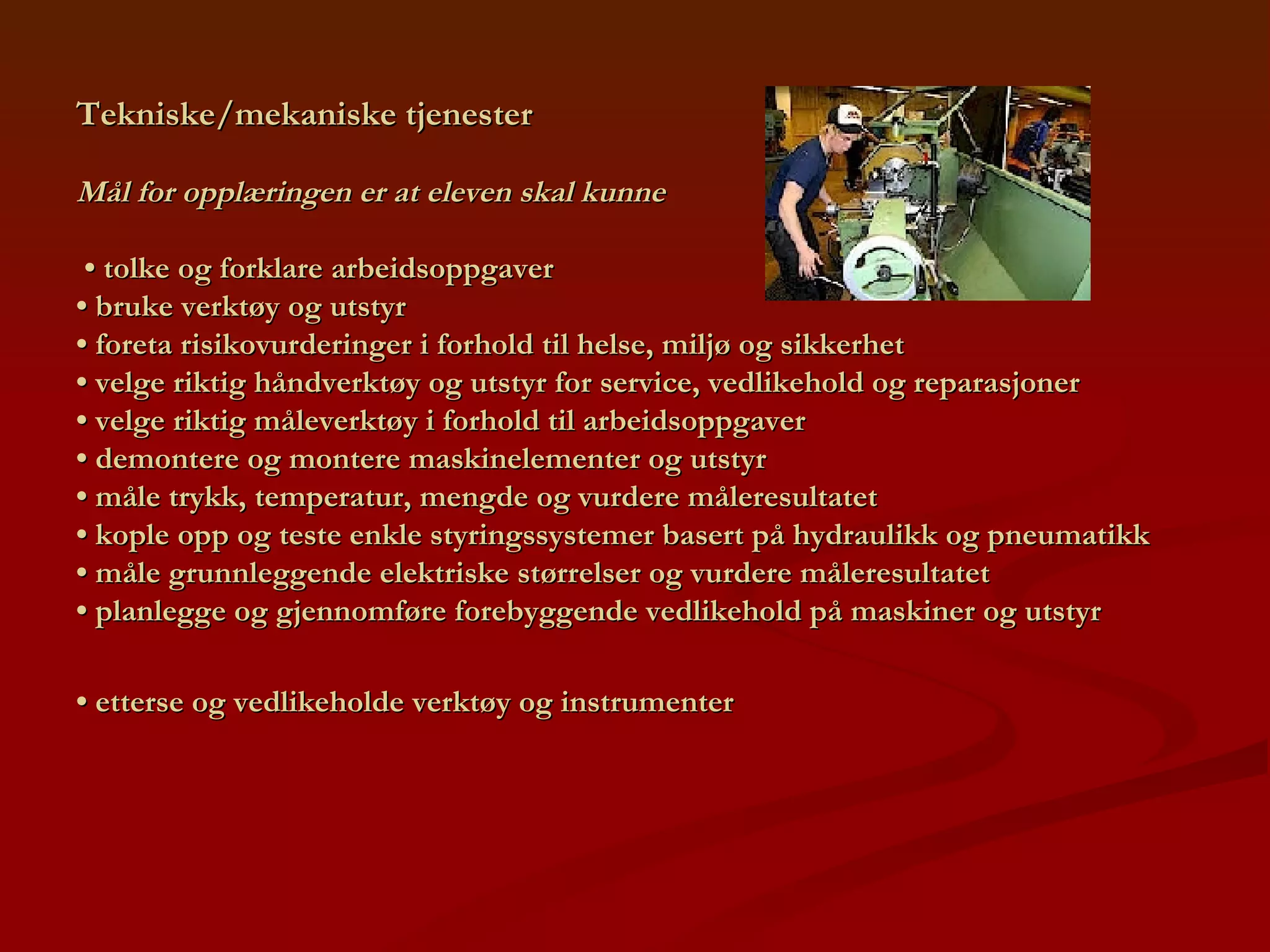 Tip Info Om Mek. Fag Power Point Presentasjon A | PPT