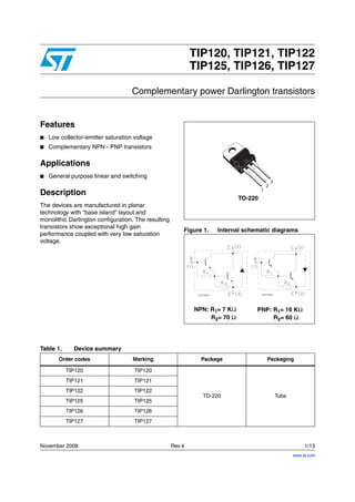 Original PNP Transistor TIP122 5A 100V TO-220 New STMicroelectronics | PDF