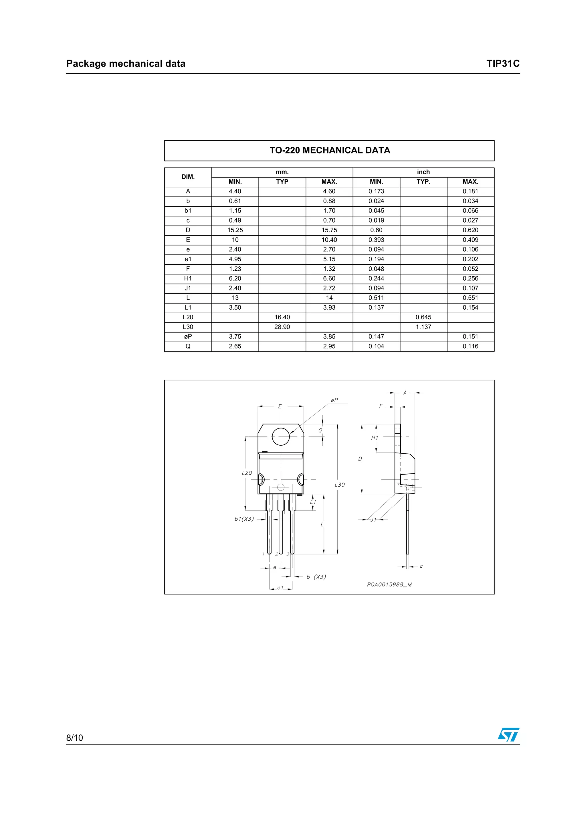 Original NPN Transistor TIP31C TIP31 TO-220F New STMicroelectronics | PDF