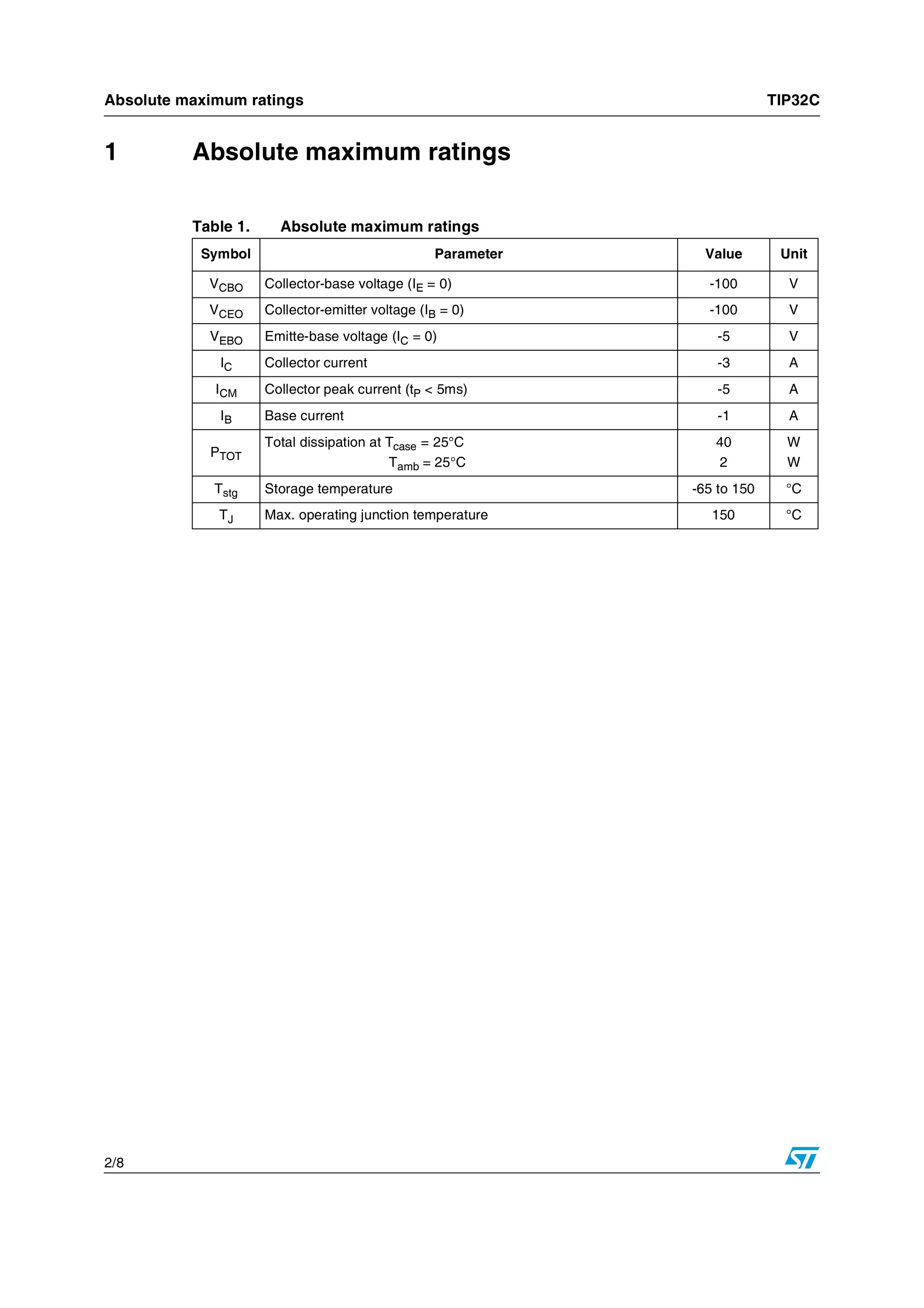 Original COMPLEMENTARY SILICON POWER TRANSISTORS TIP32 TIP32C TO-220F New STMicroelectronics | PDF