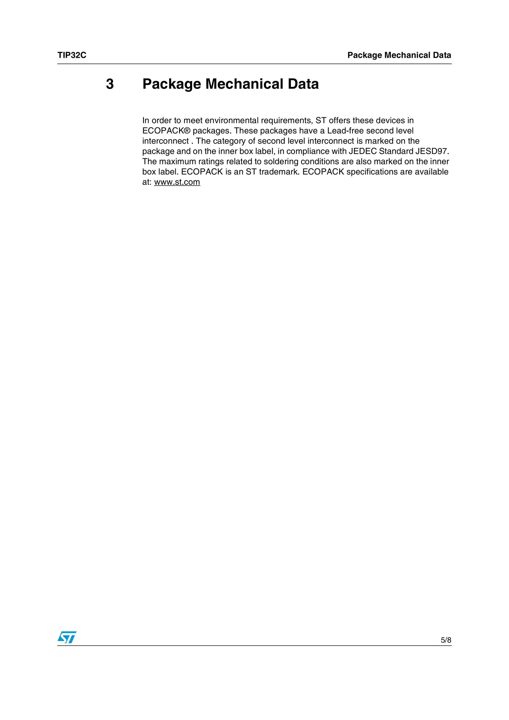Original COMPLEMENTARY SILICON POWER TRANSISTORS TIP32 TIP32C TO-220F New STMicroelectronics | PDF