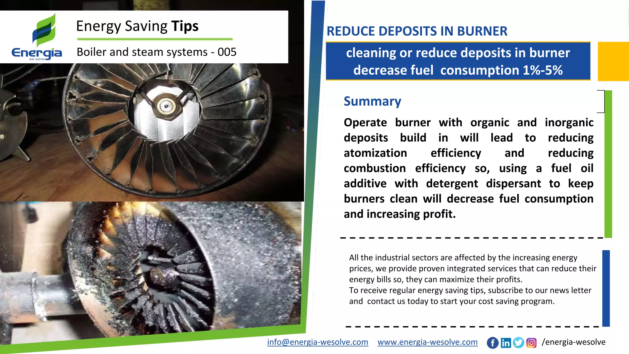 Boiler energy saving tips, Tip 005 Reduce Deposits in Burner | PPT