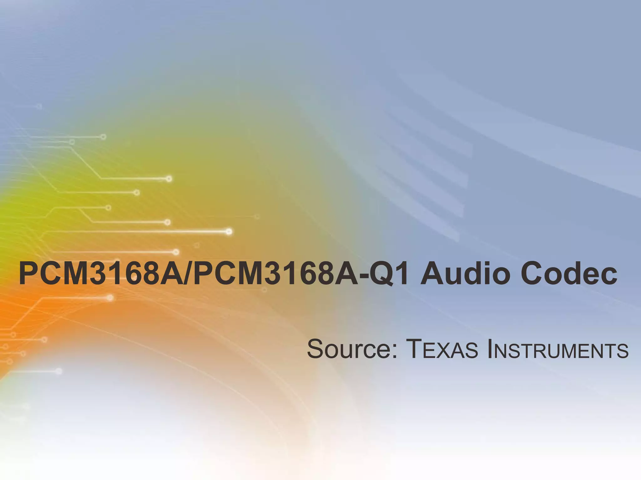 PCM3168A/PCM3168A-Q1 Audio Codec | PPT