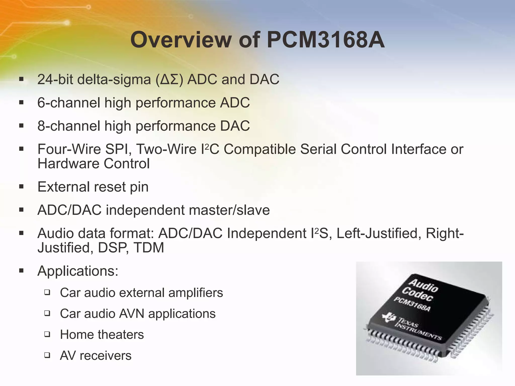 PCM3168A/PCM3168A-Q1 Audio Codec | PPT