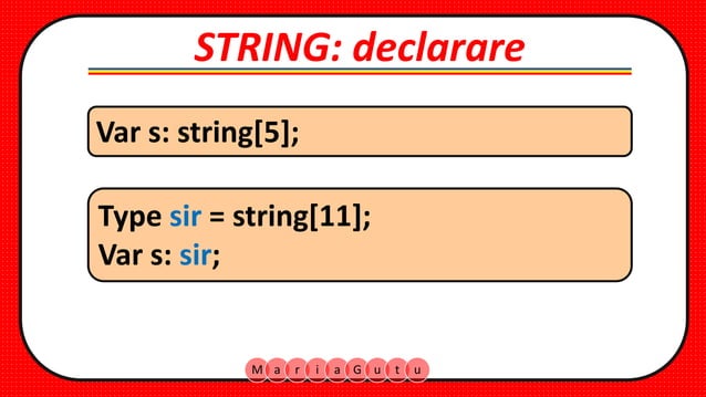 Tip de date String Pascal | PPSX