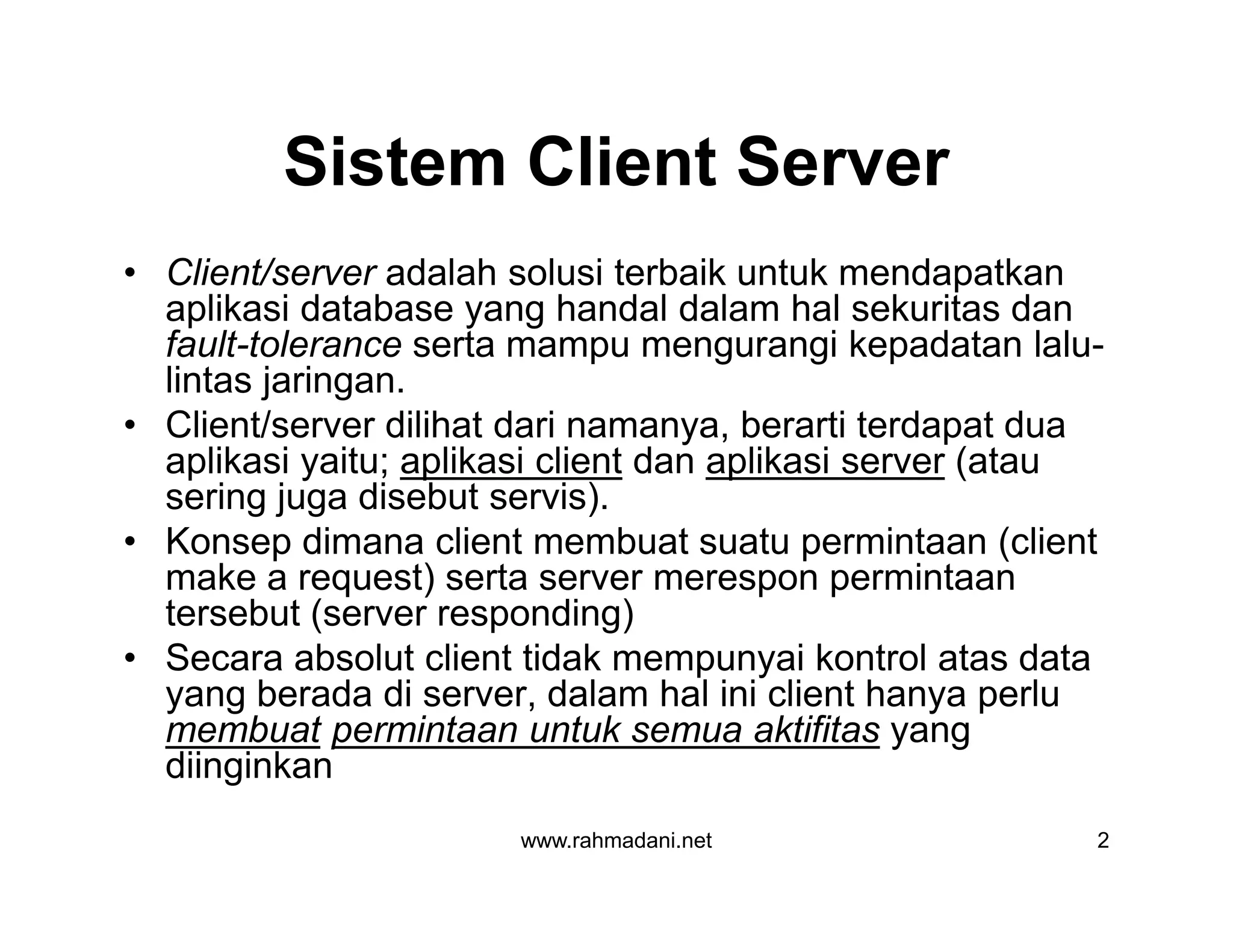 Tipe tipe dan model client server-plus | PPT
