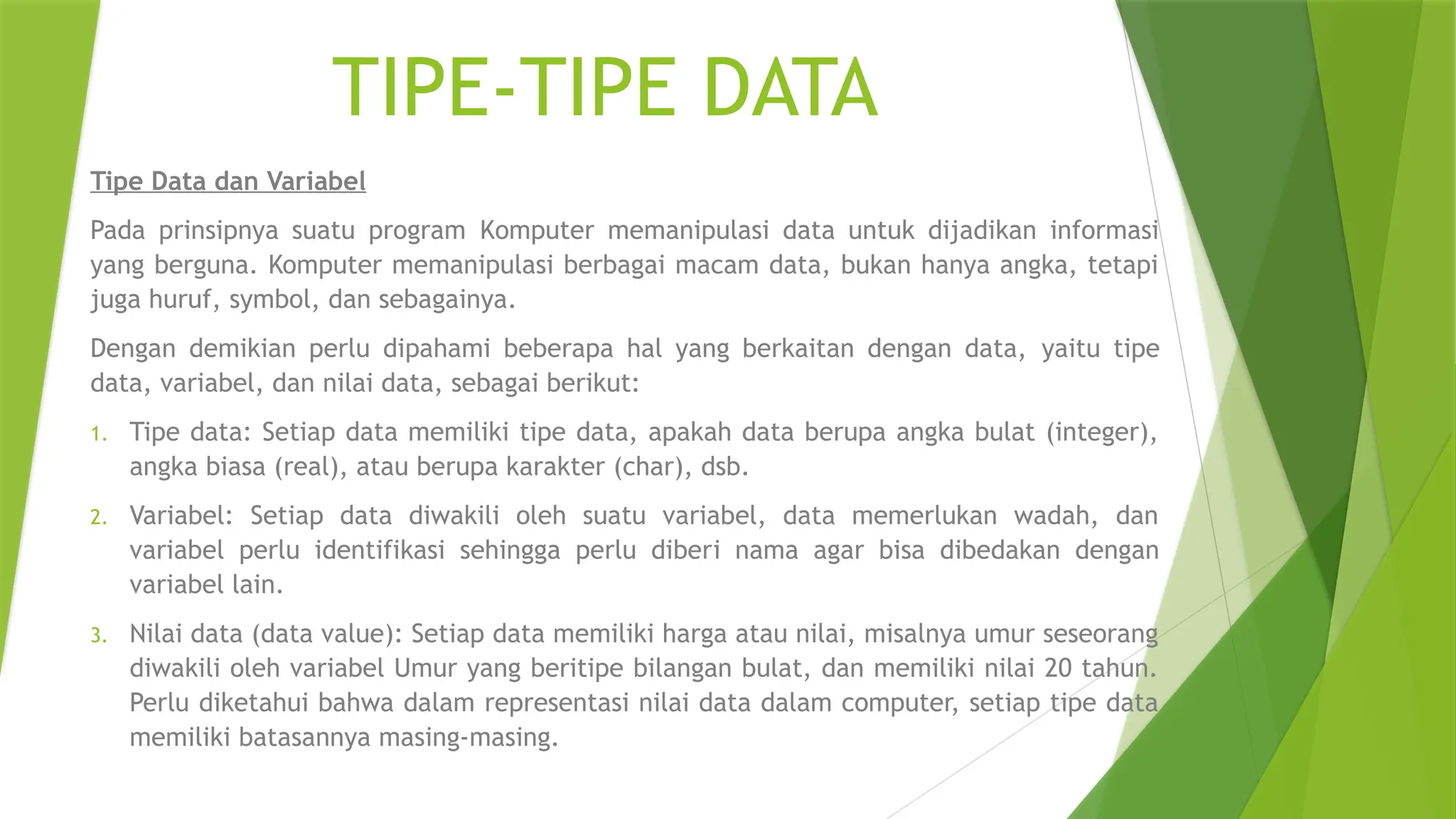 TIPE-TIPE DATA DASAR Kuliah Visualisasi Data.pptx