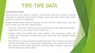 TIPE-TIPE DATA DASAR Kuliah Visualisasi Data.pptx