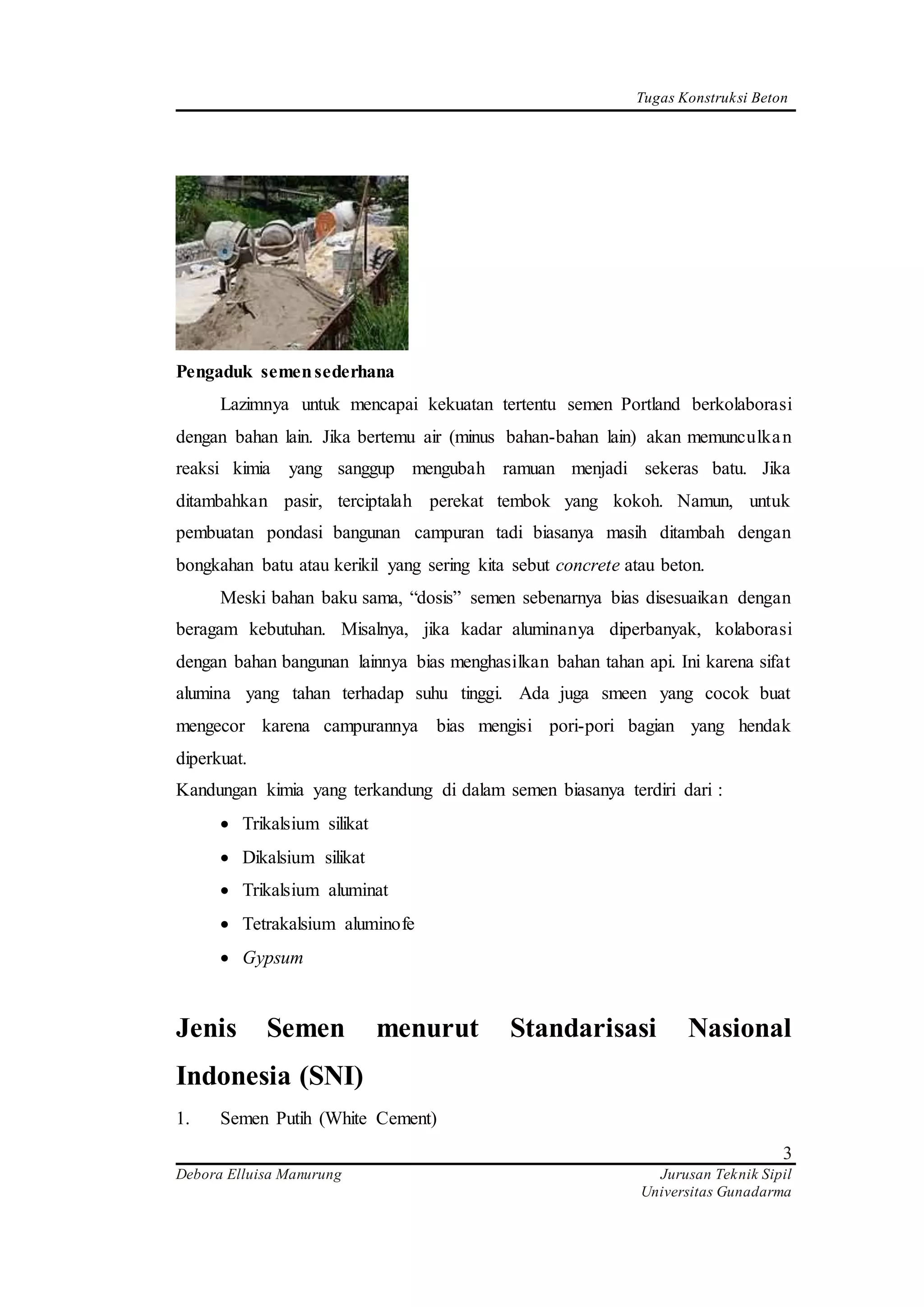 Tipe-Tipe Semen (Konstruksi Beton) | DOCX